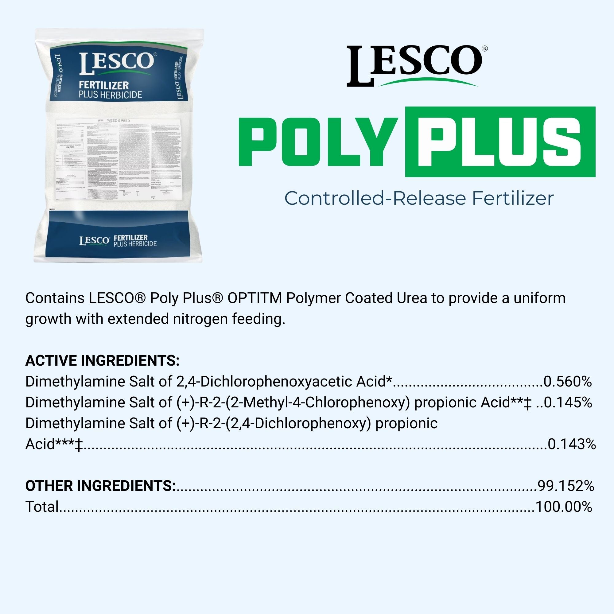 LESCO 18-2-3 Weed & Feed - Lawn Fertilizer with Broadleaf Weed Control